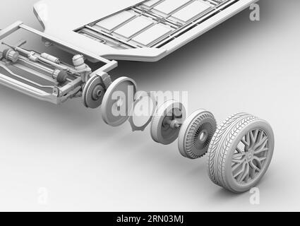 Isometric Exploded view of In-Wheel Motor isolated on white background ...