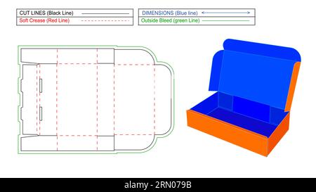 Roll End Tuck Top (RETT) Corrugated mailer box or shipping box die line ...