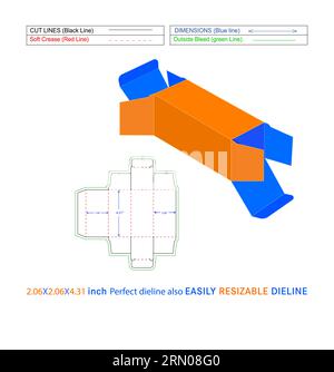 Custom Straight tuck end folding box packaging 2x2x4.50 inch Die line ...