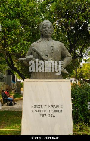 Greece, Crete, Chania, 1866 square, statue of Konstantinos Kriaris, one ...