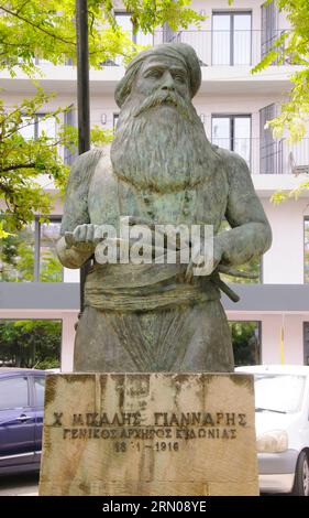 Greece, Crete, Chania, 1866 square, statue of Konstantinos Kriaris, one ...