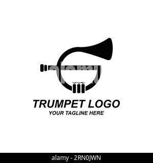 Trumpet logo design, generate melody, musical instrument vector sketch ...
