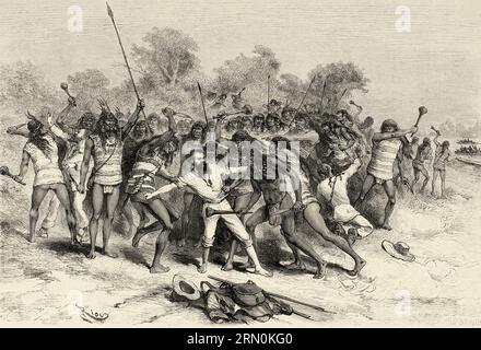 The massacre of the Crevaux mission, Bolivia, South America. Journey in ...