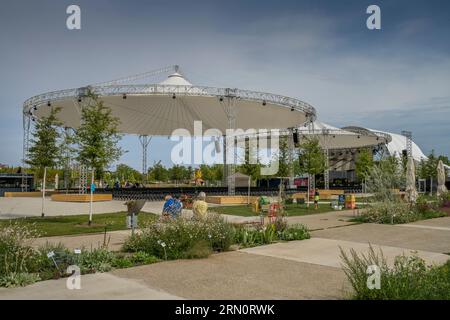 Hauptbühne, Spinelli-Park, Bundesgartenschau 2023, Mannheim, Baden-Württemberg, Deutschland ...