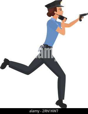 Female police officer is running fast, perhaps chasing a criminal Stock ...