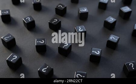 Scattered question marks blocks and copy space. Find an answer to a ...