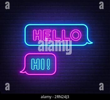 Hi There neon quote on brick wall background Stock Vector Image & Art ...