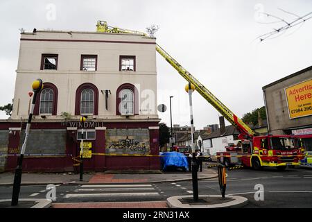 Emergency services attend a fire at the former Windmill pub in St James ...