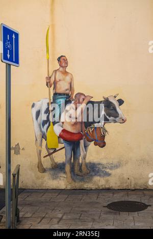 France, Herault, Sete, mural fresco which is part of the MACO (Musee à ...