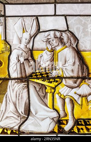 White Medieval or Middle Ages chess pieces,King and Queen alone on a ...
