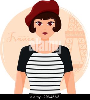 Isolated female french character with traditional clothes France ...