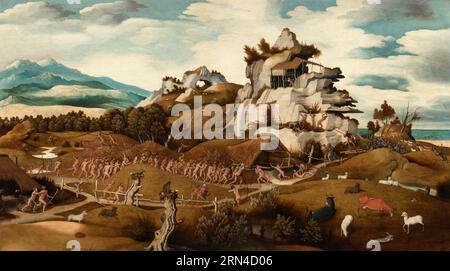 Jan Mostaert, Landscape with an Episode from the Conquest of America ...