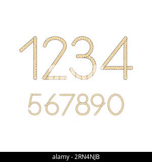 Font, numbers from dreadlocks. Isolated vector objects on a white ...