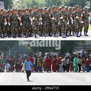 (150529) -- KATHMANDU, May 29, 2015 -- Nepalese people stand in silent ...