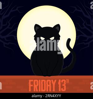 Friday 13th poster with black cat Vector illustration Stock Vector ...