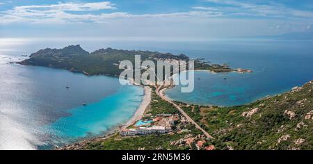 View over Spiaggia del Due Mari to Capo Testa, Santa Teresa di Gallura ...