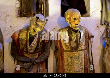 Two mummies of priests, magnificent vestments, well preserved ...
