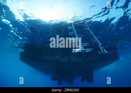 Safari boat, dive boat, livaboard Red Sea Explorer from below, ladder ...