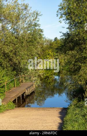 August 2023 - Boat launching ramp into the river Avon near Tweksbury ...