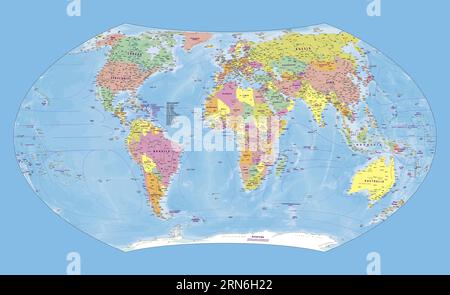 Italian language political world map Wagner VII projection Stock Vector ...