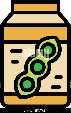 Milk soy pack icon outline vector. Food soya. Skin plant color flat ...