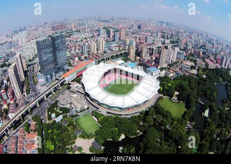 Aerial view of the Hongkou Football Stadium in Shanghai, China, 19 ...