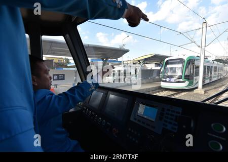 ETHIOPIA , Addis Ababa, LRT Light rail transport, green line, build by ...