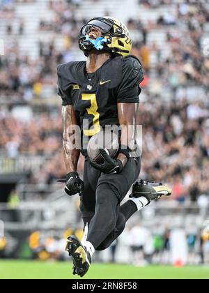 August 31, 2023: UCF wide receiver Xavier Townsend (3) reacts after ...
