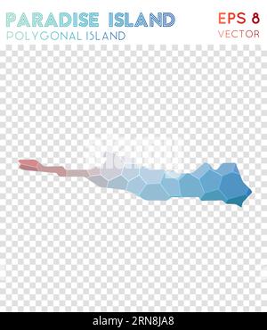 Polygonal map of Paradise Island. Geometric illustration of the island ...