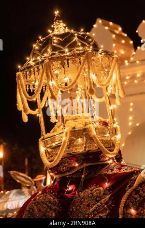 Kandy, Homagama, Sri Lanka. 30th Aug, 2023. A fire spinner takes part ...
