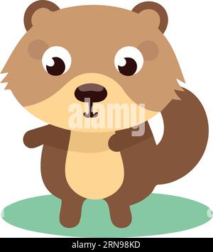 animal mammal cute beaver minimalistic vector illustration Stock Vector ...