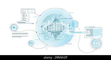 Futuristic geoscience HUD interface design with data decoding Stock ...