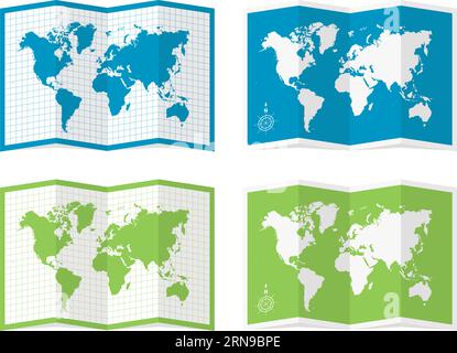 Vector illustration of four-fold world map Stock Vector Image & Art - Alamy