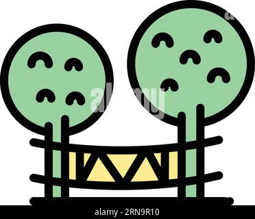 Forest rope climb icon outline vector. Adventure park. Tree zipline ...