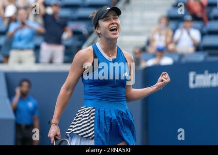 Elina Svitolina of Ukraine celebrates her victory during day 6 of ...