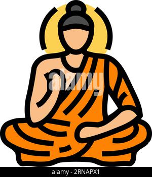 buddha siddhartha gautama color icon vector. buddha siddhartha gautama ...