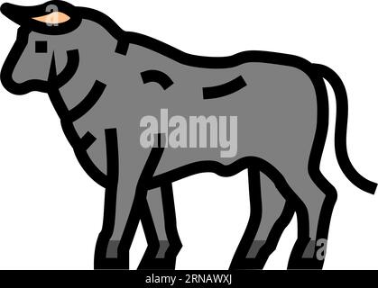 standing bul animal color icon vector illustration Stock Vector Image ...