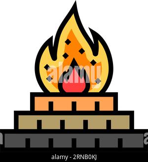 sacred fire agni color icon vector illustration Stock Vector Image ...