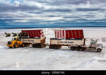 Industrial salt mining at Lake Deborah in Western Australia Stock Photo ...