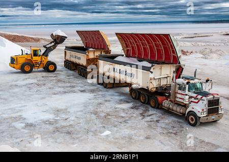 Industrial salt mining at Lake Deborah in Western Australia Stock Photo ...