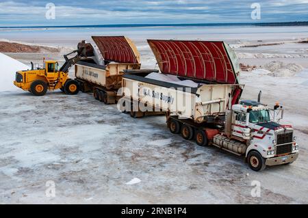 Industrial salt mining at Lake Deborah in Western Australia Stock Photo ...