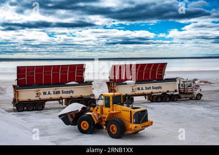 Industrial salt mining at Lake Deborah in Western Australia Stock Photo ...