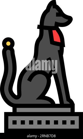 inari fox statue shintoism color icon vector. inari fox statue ...