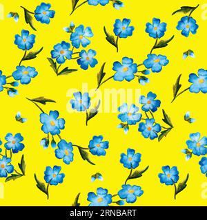 Seamless pattern Watercolor Figure Flowers forget-me-not Stock Photo ...