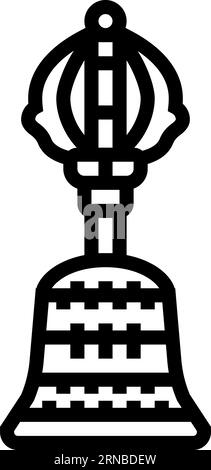 buddhist bell ghanta line icon vector illustration Stock Vector Image ...