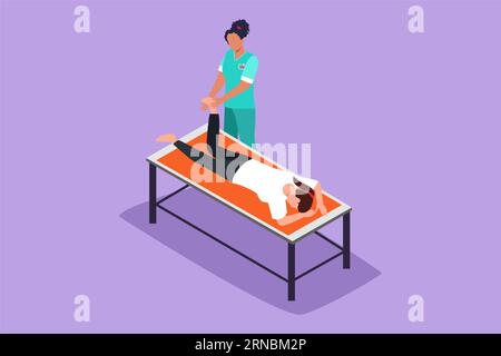 Graphic flat design drawing physiotherapy rehabilitation isometric ...