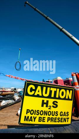 Gas caution sign at shipyard in Lake Charles, Louisiana Stock Photo - Alamy