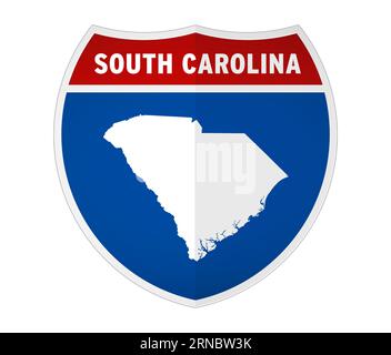 South Carolina Interstate road sign map Stock Photo - Alamy