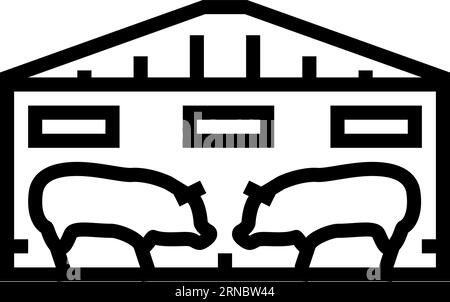 pigsty farm animal line icon vector. pigsty farm animal sign. isolated ...