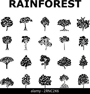 rainforest jungle amazon nature icons set vector Stock Vector Image ...